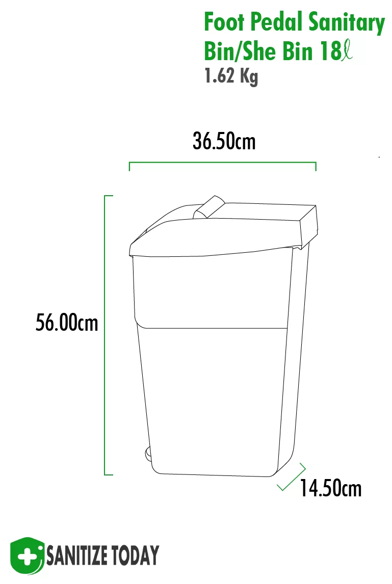 Pedal Sanitary Bin • 18L Capacity • Sanitize Today